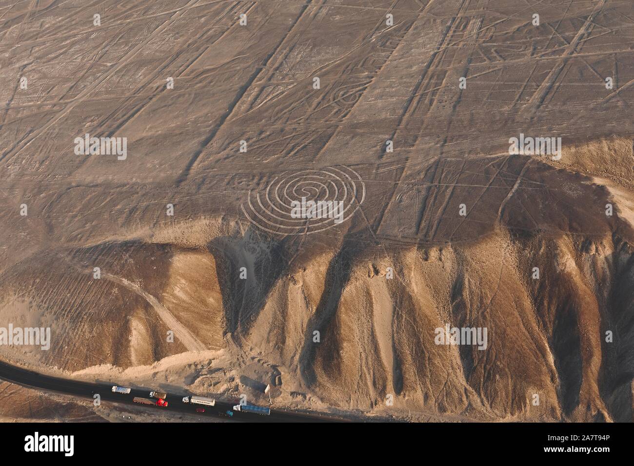 Flight over Nazca Desert.The Nazca Lines are a group of very large ...