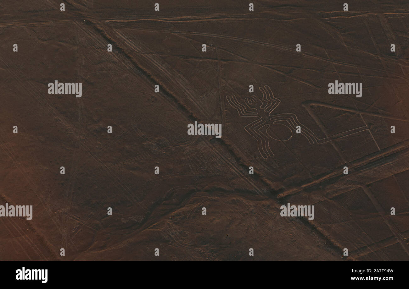 Flight over Nazca Desert.The Nazca Lines are a group of very large ...
