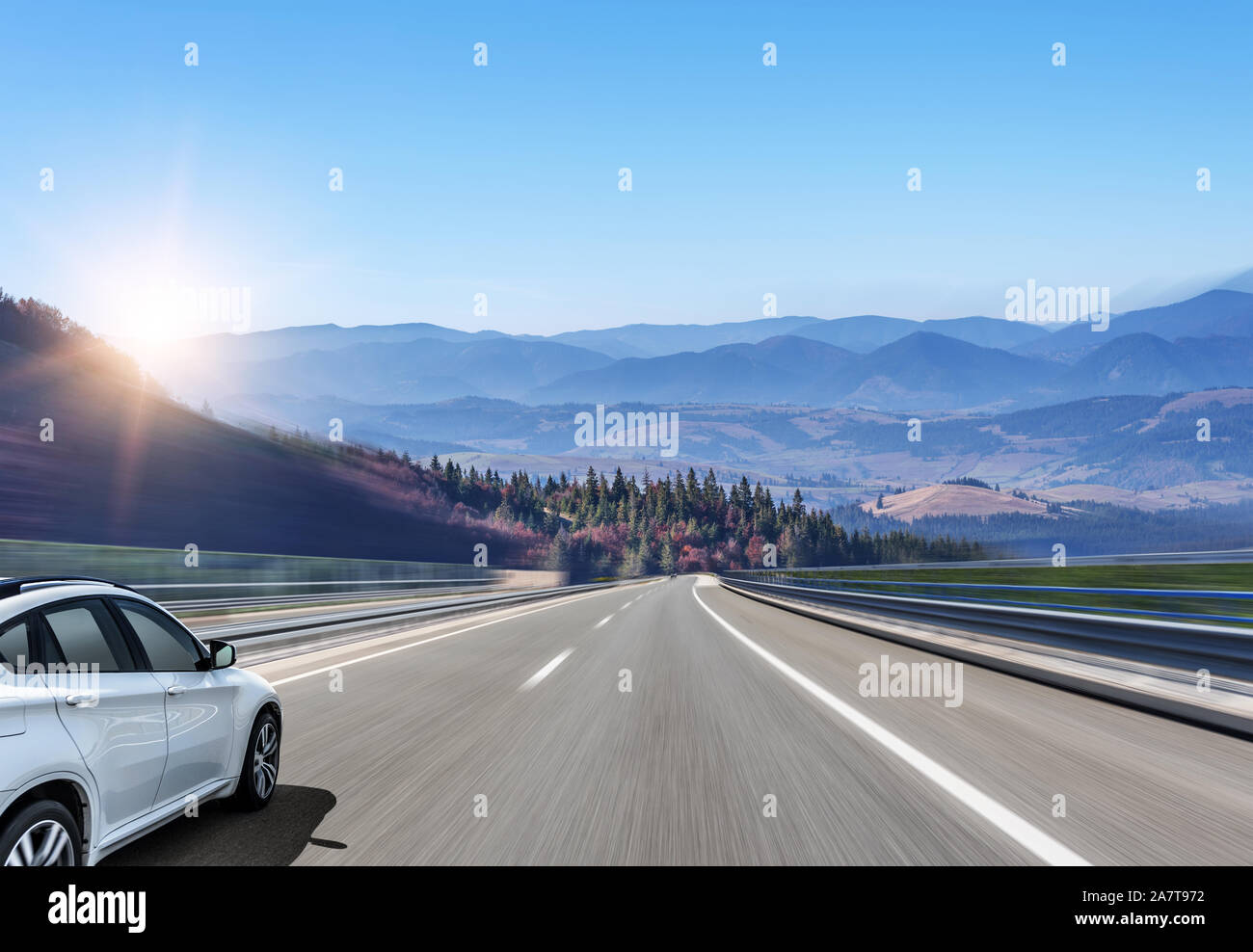 Car moves on mountain road hi-res stock photography and images - Alamy