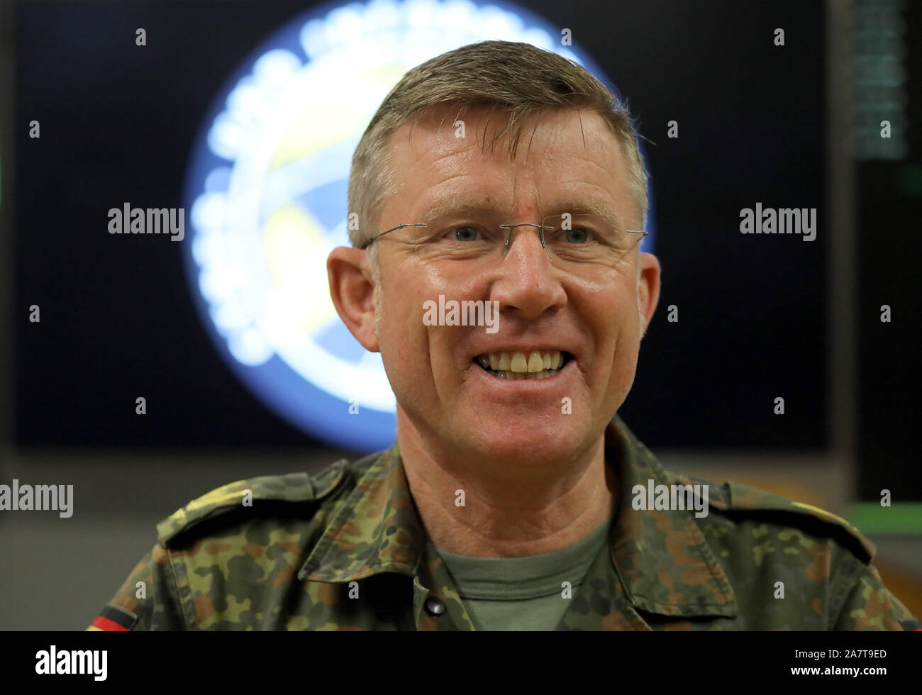 Rheinbach, Germany. 04th Nov, 2019. Ralf Hoffmann (r), commander of the ...