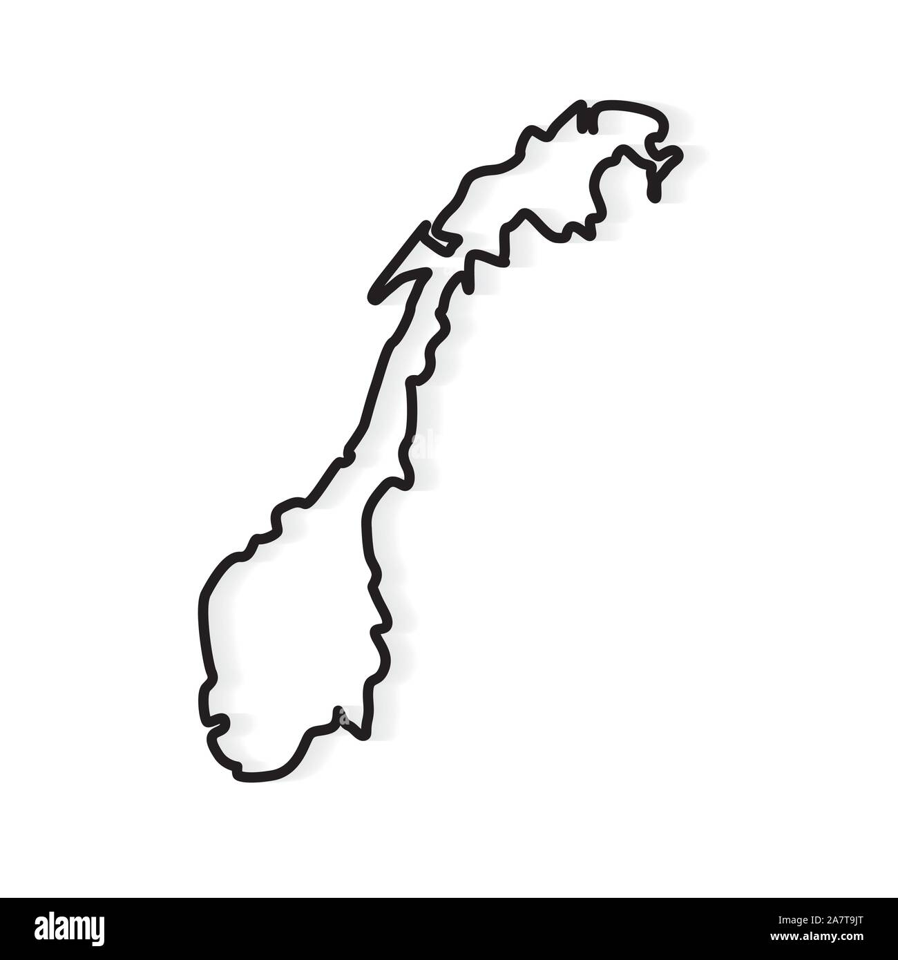 black outline of Norway map- vector illustration Stock Vector Image ...