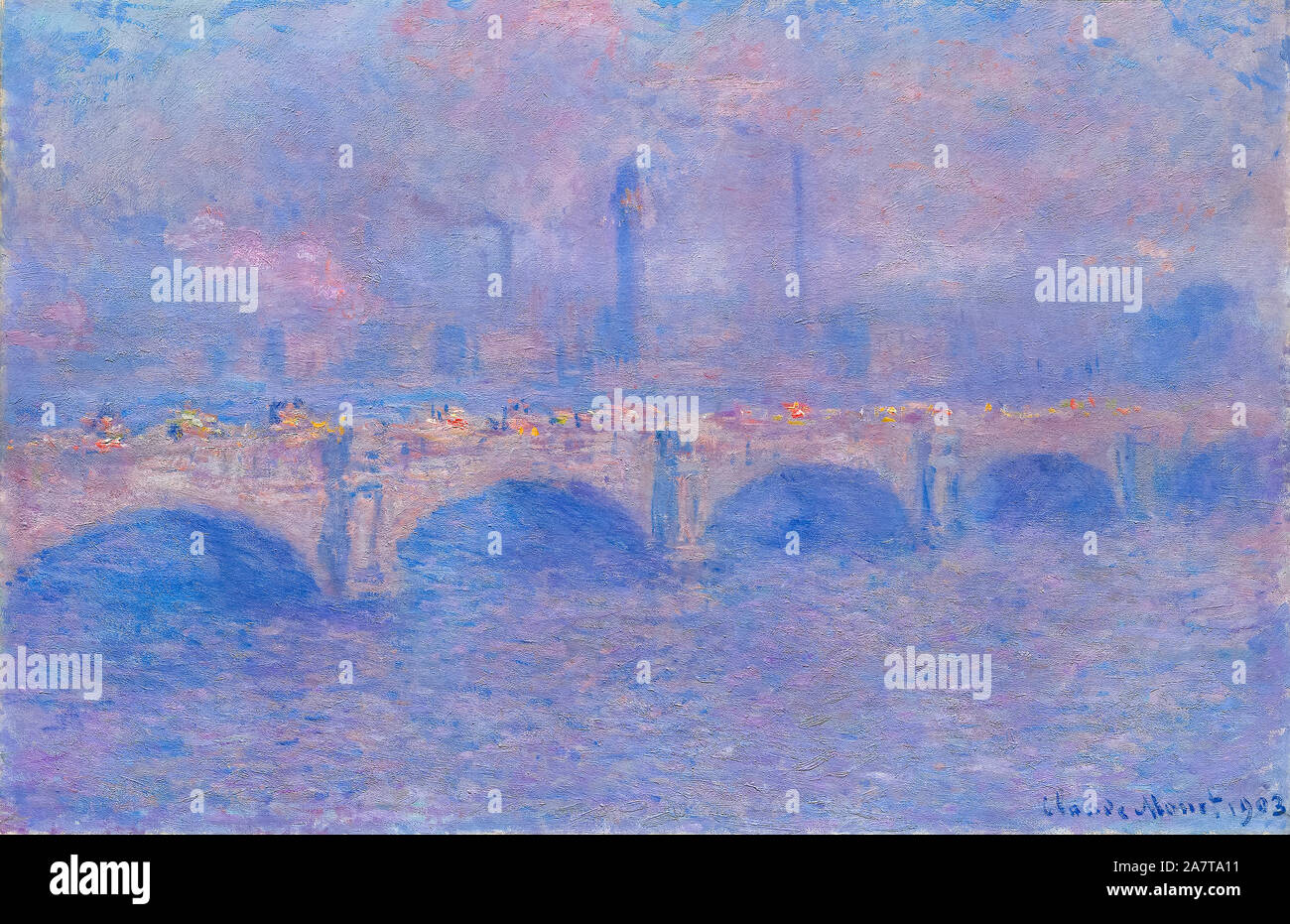 Claude Monet, Waterloo Bridge, Sunlight Effect, landscape painting ...