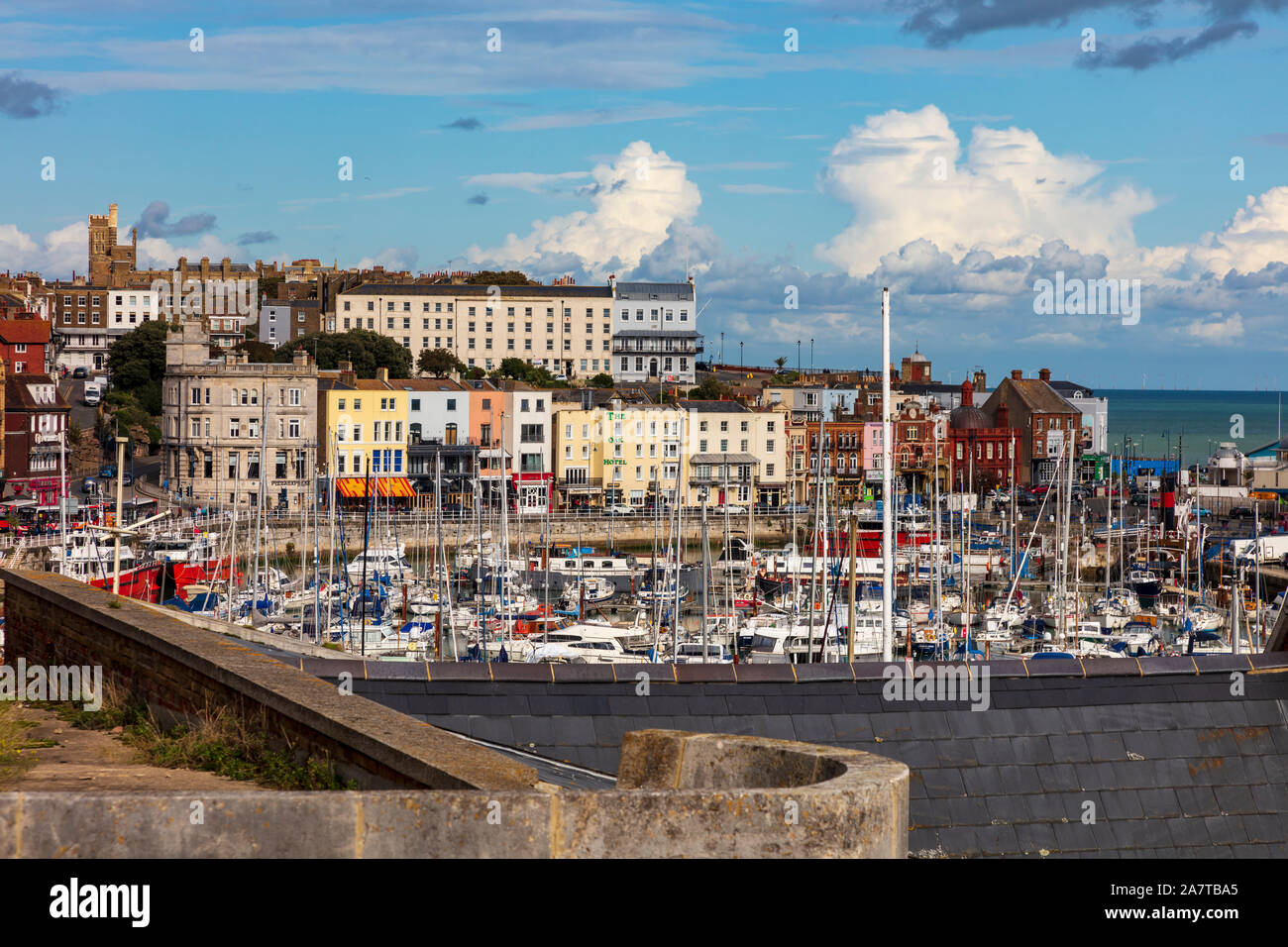 Views from the western cliff at Ramsgate in Kent, showing the Royal ...