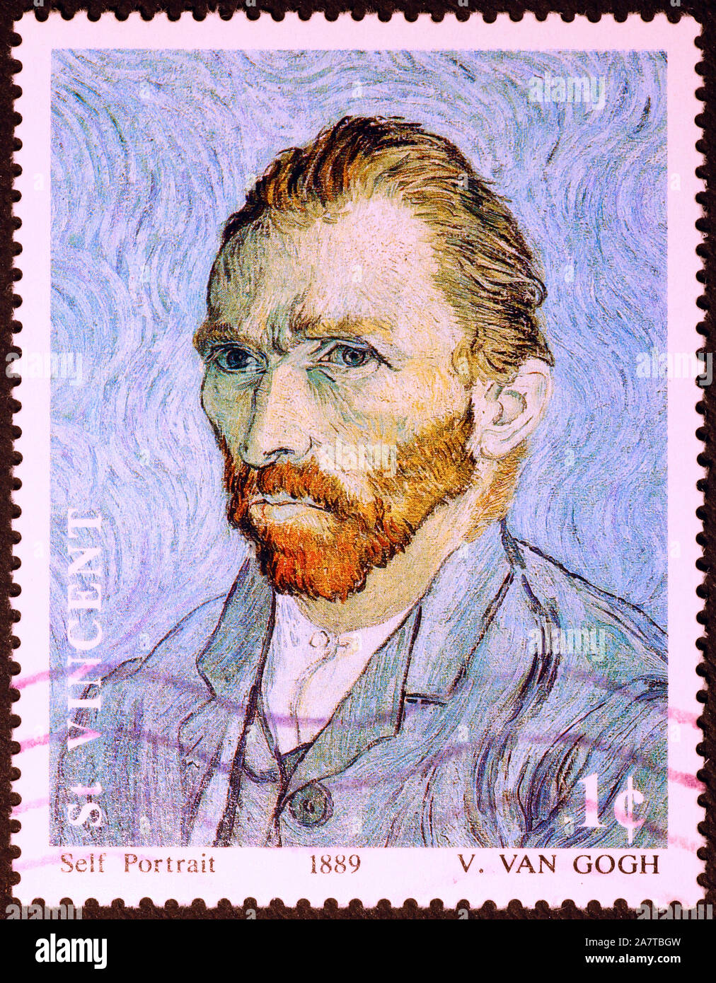 Self-portrait by Vincent Van Gogh on stamp Stock Photo - Alamy