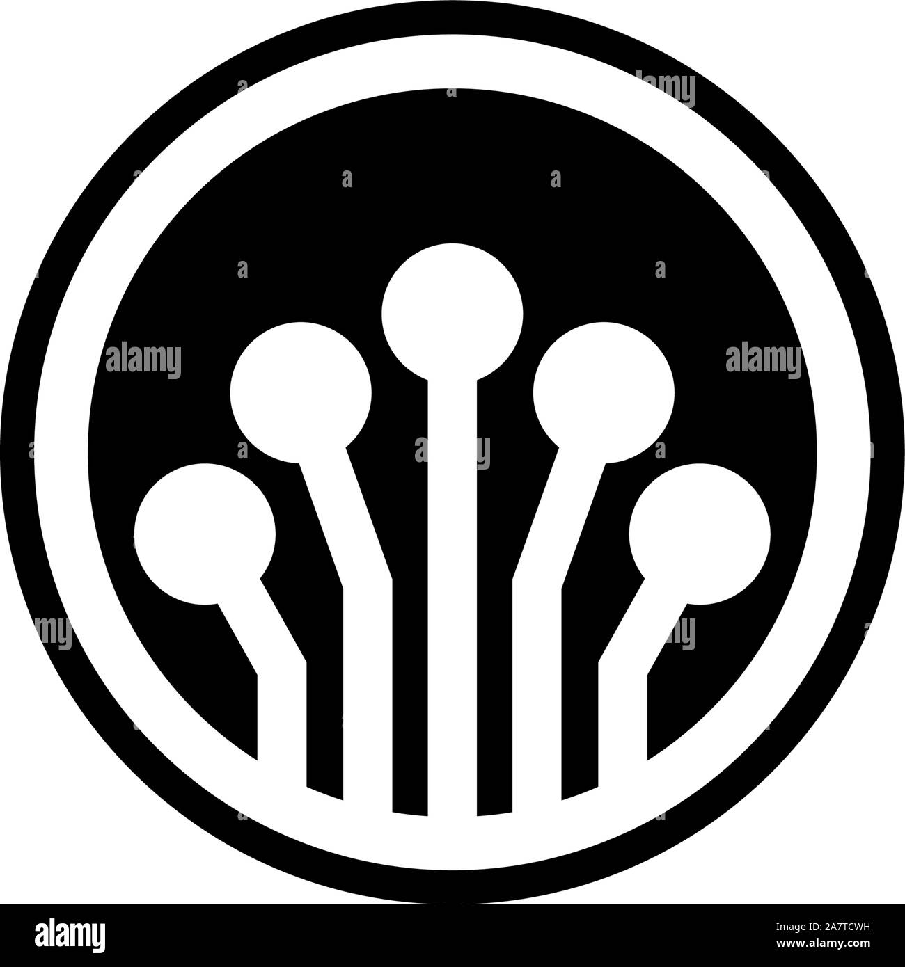 Circuit Board Technology, Electronic Tracks. Flat Vector Icon ...