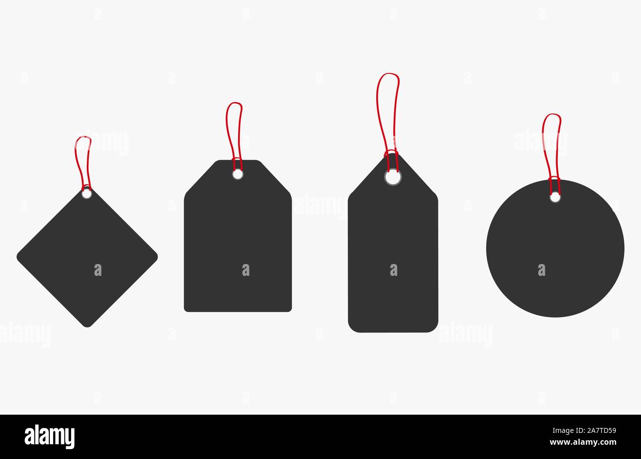 Set of blank gift box tags or sale shopping labels with rope Stock ...