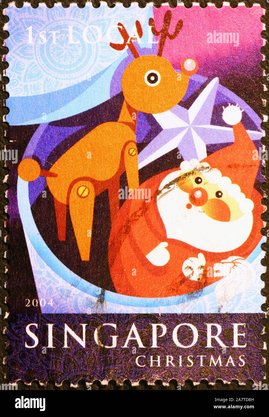 Christmas toys on postage stamp of Singapore Stock Photo - Alamy