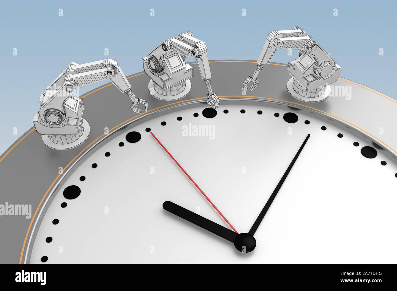 concept of working time hands of robots. 3d rendering Stock Photo - Alamy