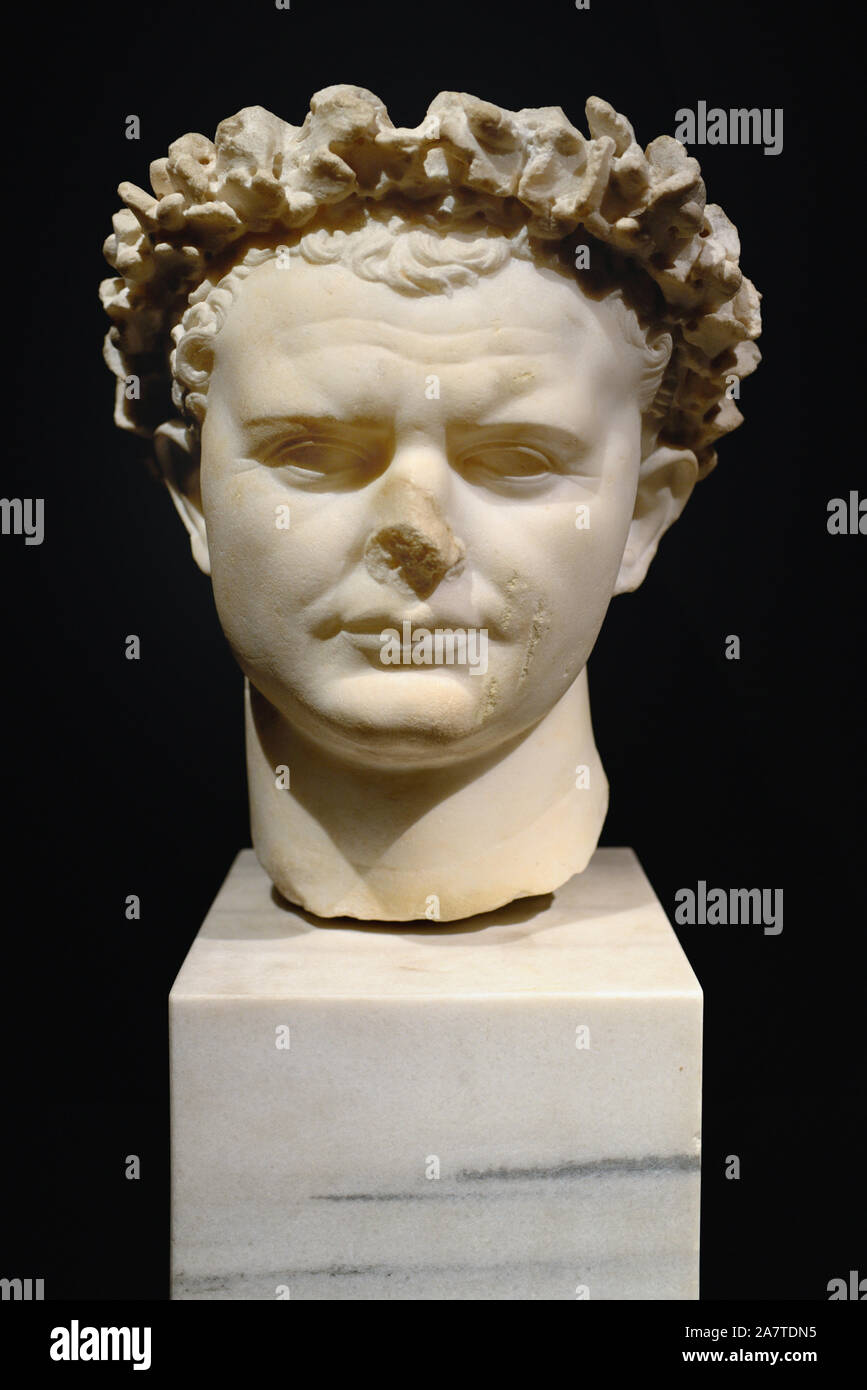 Marble Bust of Roman Emperor Titus 1St AD Naples Museum Italy Stock ...