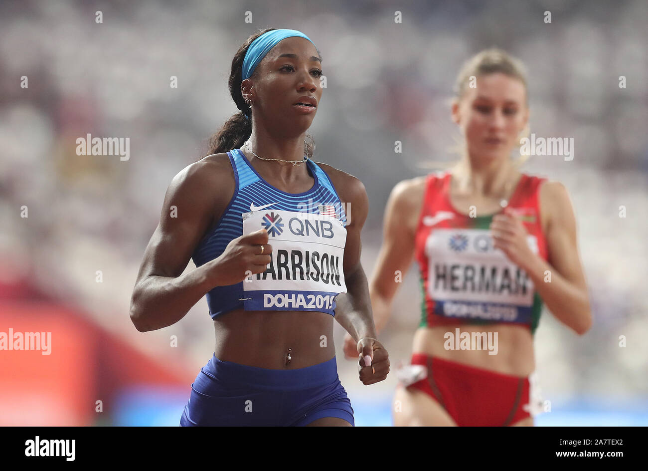 USA's Kendra Harrison winning her heat of the Women's 100 Metre Hurdles ...