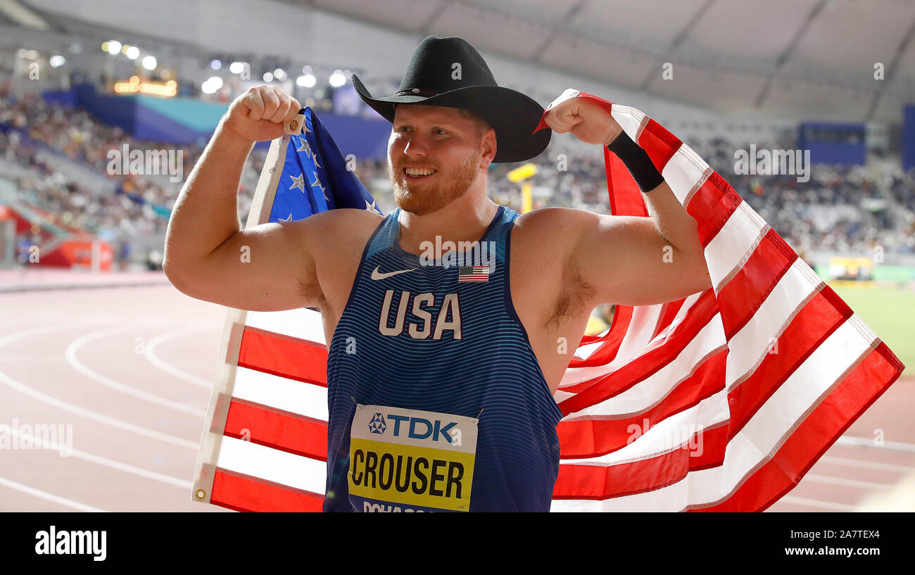 USA's Ryan Crouser celebrates finishing second in the Men's Shot Put ...