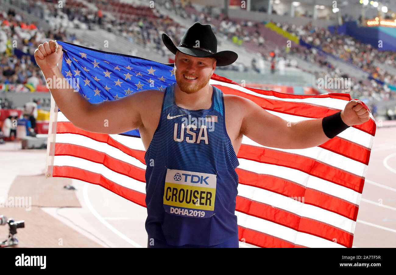 USA's Ryan Crouser celebrates finishing second in the Men's Shot Put ...