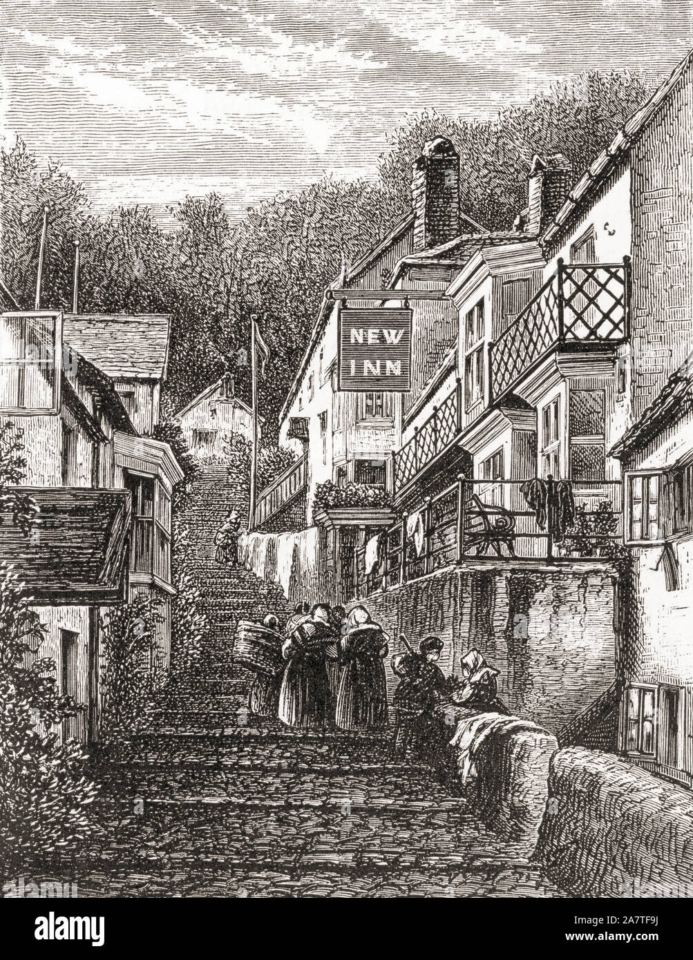 Clovellly, Devon, England, seen here in the 19th century. From English ...