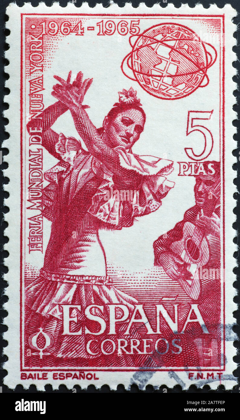 Flamenco dancer on old spanish postage stamp Stock Photo - Alamy