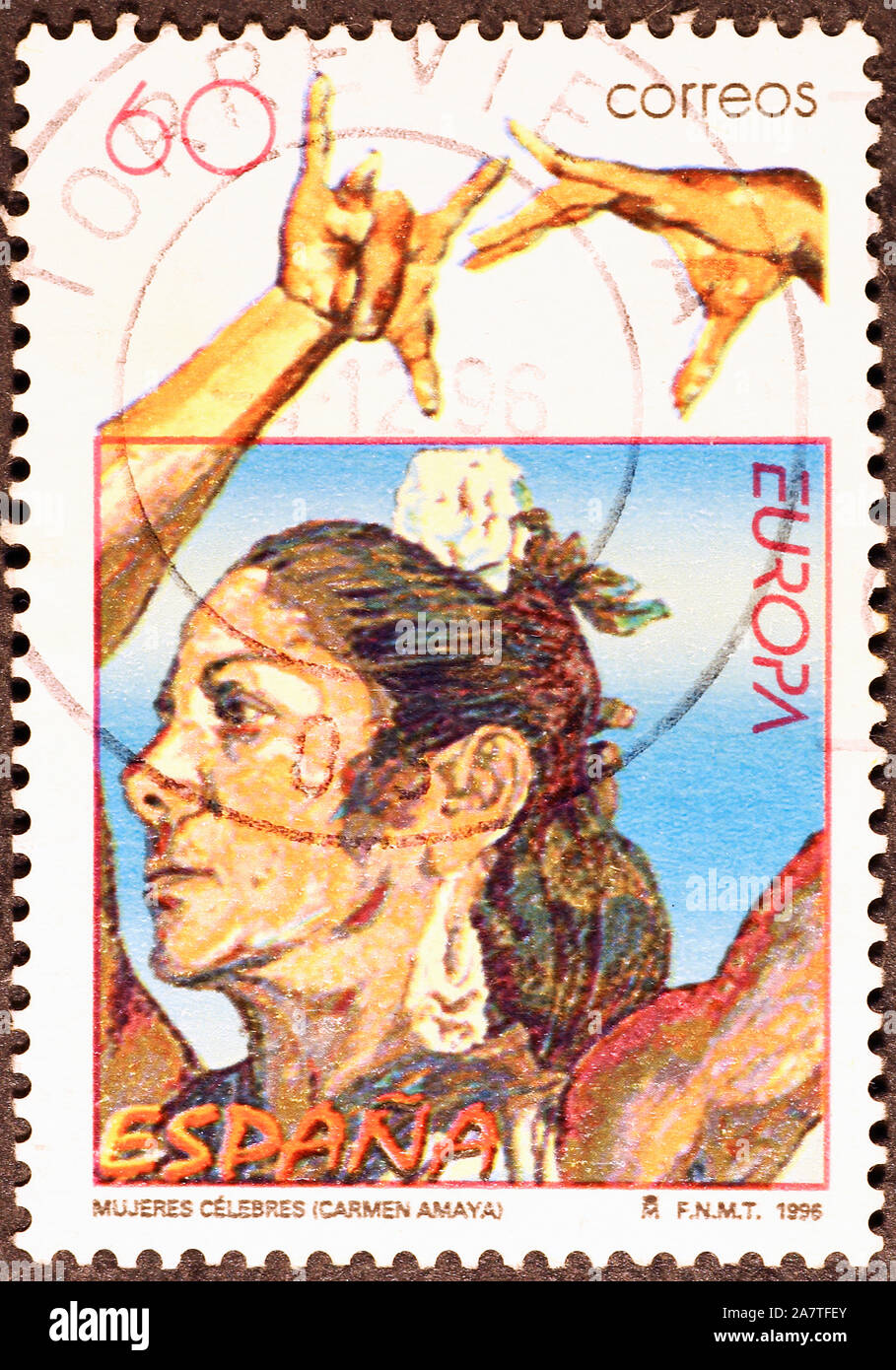 Flamenco dancer on spanish postage stamp Stock Photo - Alamy