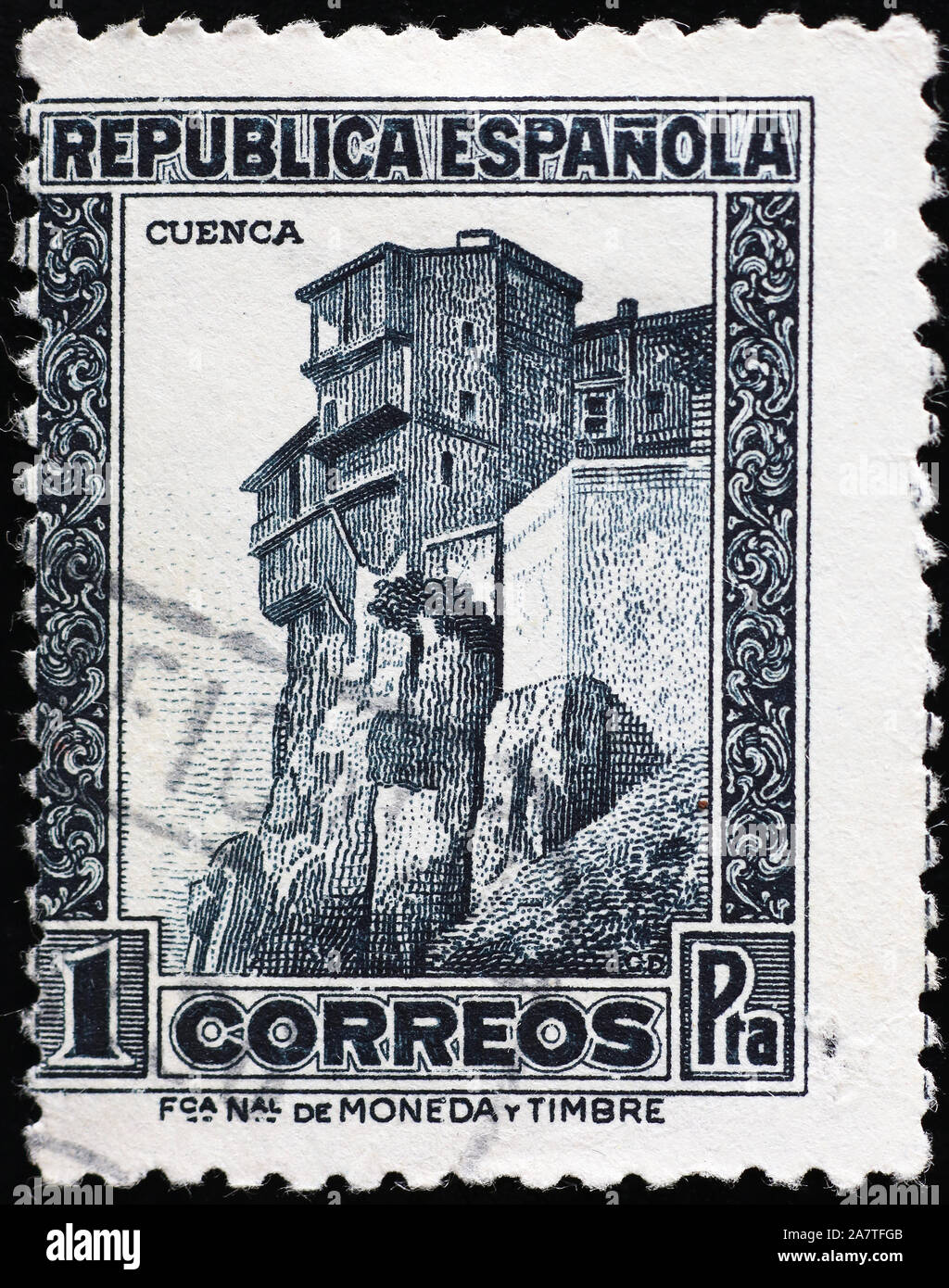 Image of Cuenca on vintage spanish postage stamp Stock Photo - Alamy