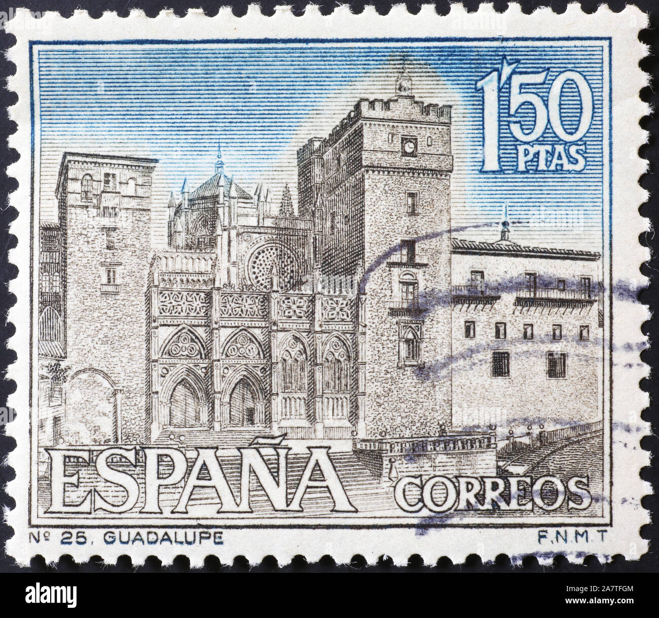 Monastery of Guadalupe on spanish postage stamp Stock Photo - Alamy