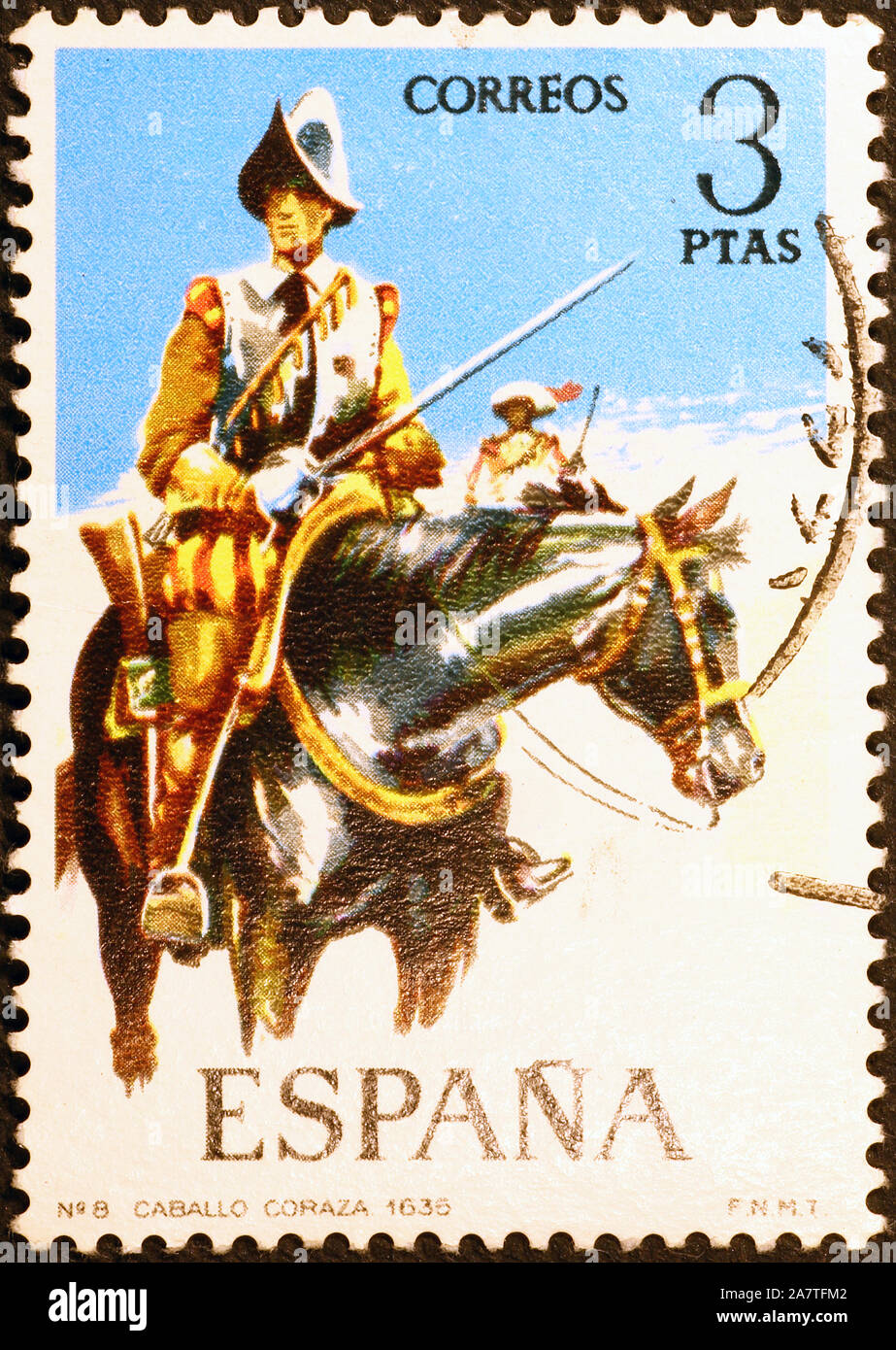 Spanish soldier of 17th century on postage stamp Stock Photo - Alamy