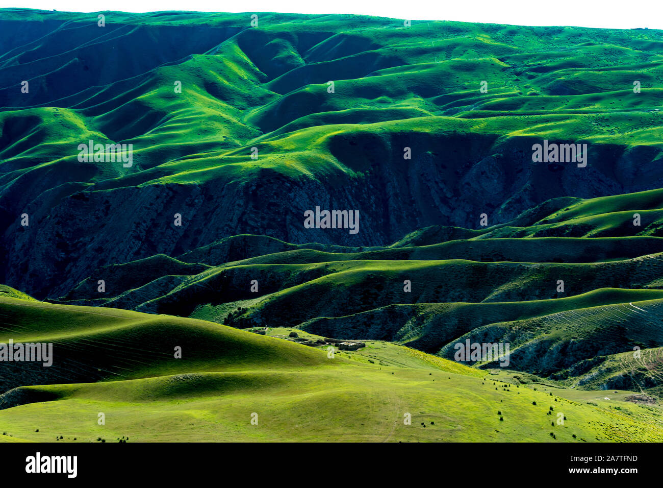 Landscape of the Kalajun Grassland in Tekes county, Ili Kazakh ...