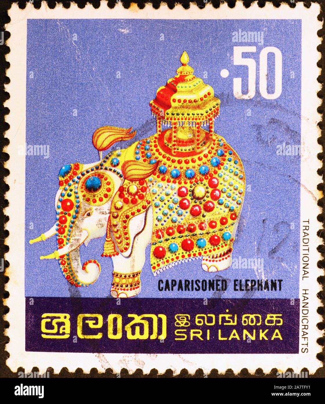 Elephant souvenir on srilankan postage stamp Stock Photo - Alamy