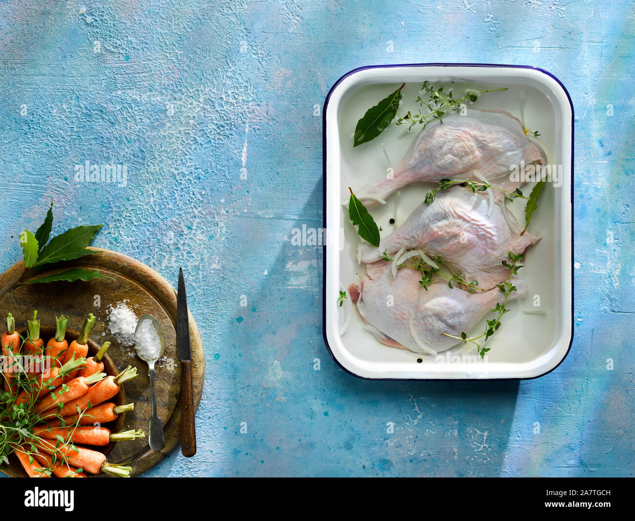 Raw duck legs ready to roast Stock Photo - Alamy
