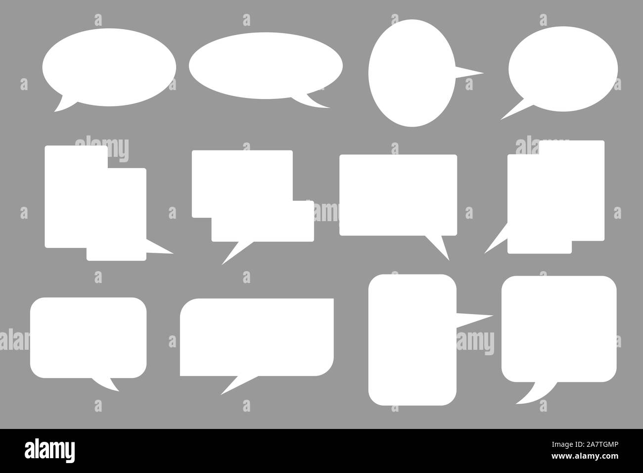 Vector set of stickers of speech bubbles. Blank empty speech bubbles ...