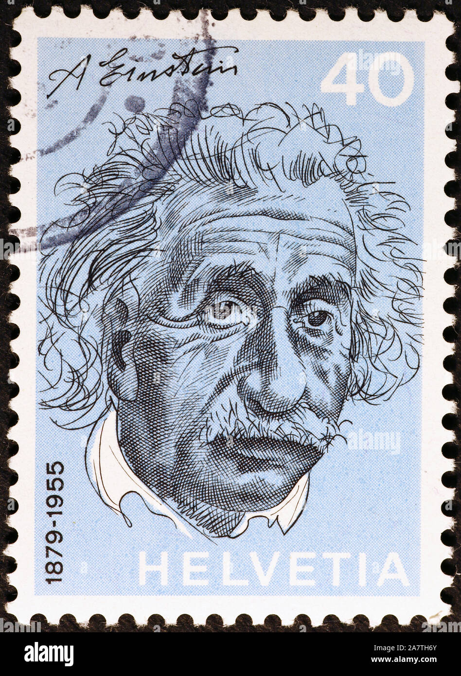 Albert Einstein on swiss postage stamp Stock Photo - Alamy