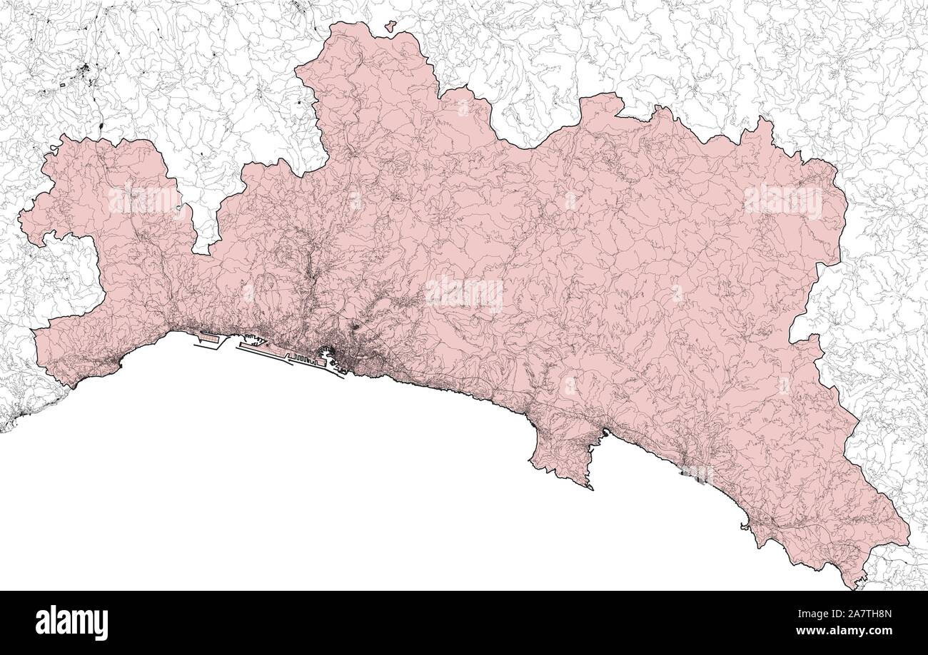 Map of Genoa province, roads, ring roads and highways. Italy ...