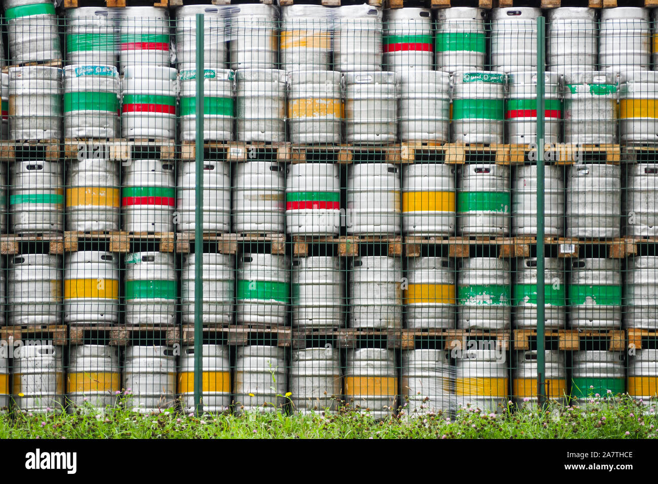 Union beer brewery, stock of barrels, Ljubljana, Slovenia Stock Photo ...
