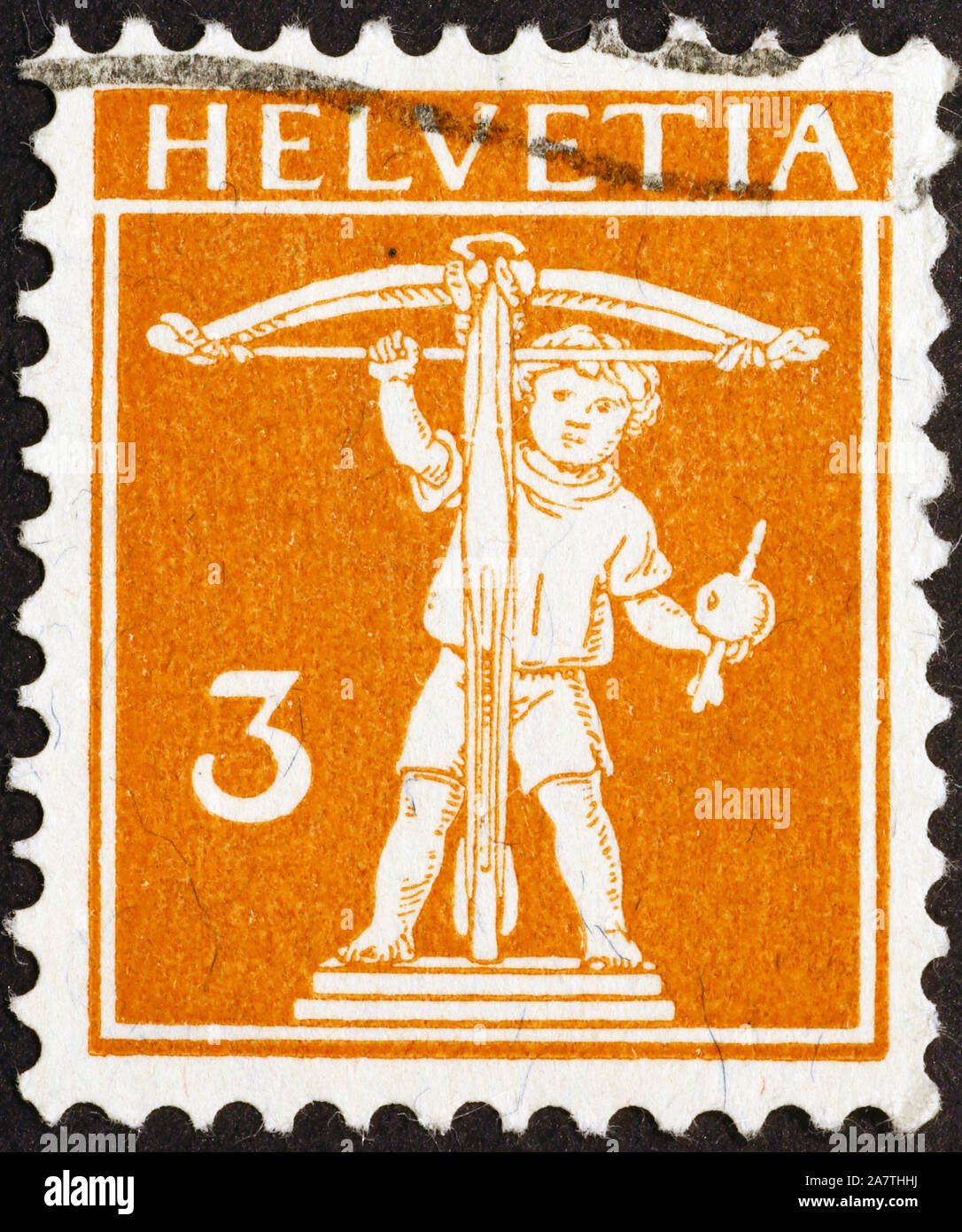 William Tell's son on swiss stamp of 1917 Stock Photo - Alamy