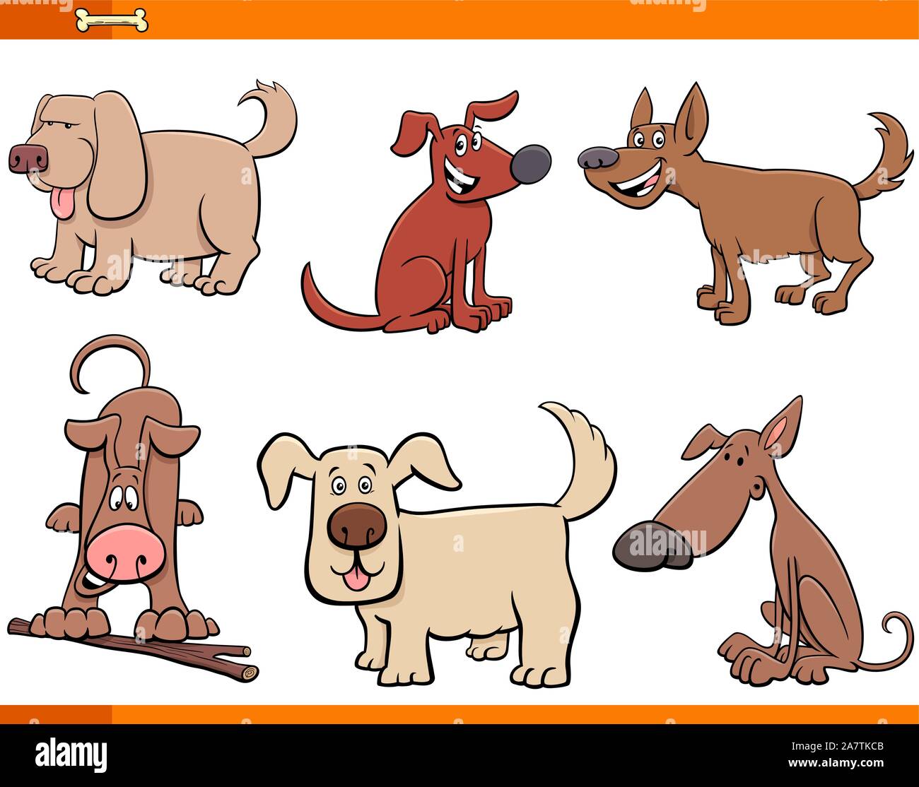 Cartoon Illustration of Comic Dogs or Puppies Pet Animal Characters Set ...
