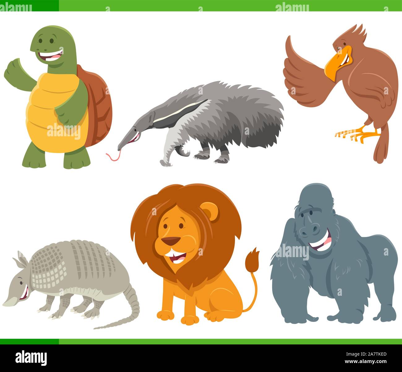 Cartoon Illustration of Happy Wild Animal Comic Characters Set Stock ...