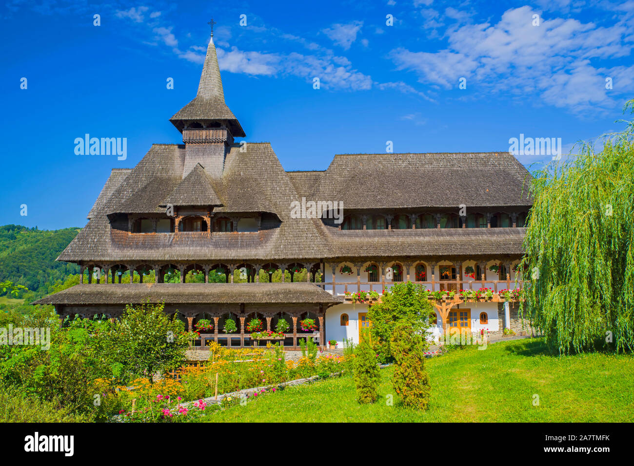 Barsana monastery house in the middle of nature. Barsana monastery is an important landmark in ...