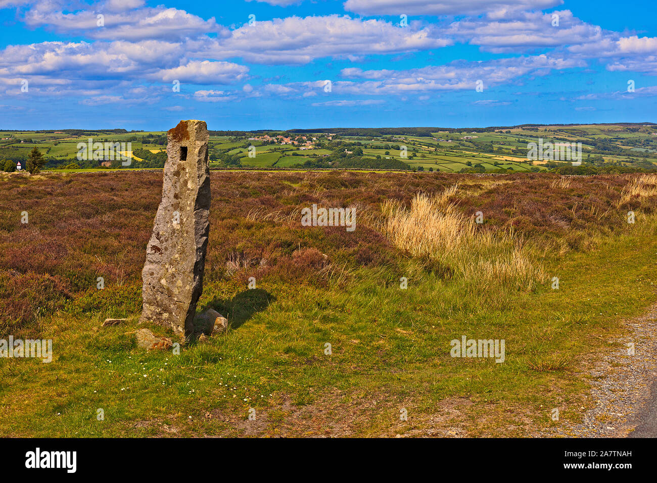 Ancient standing stone on the side of Wheeldale Roman Road on the North ...