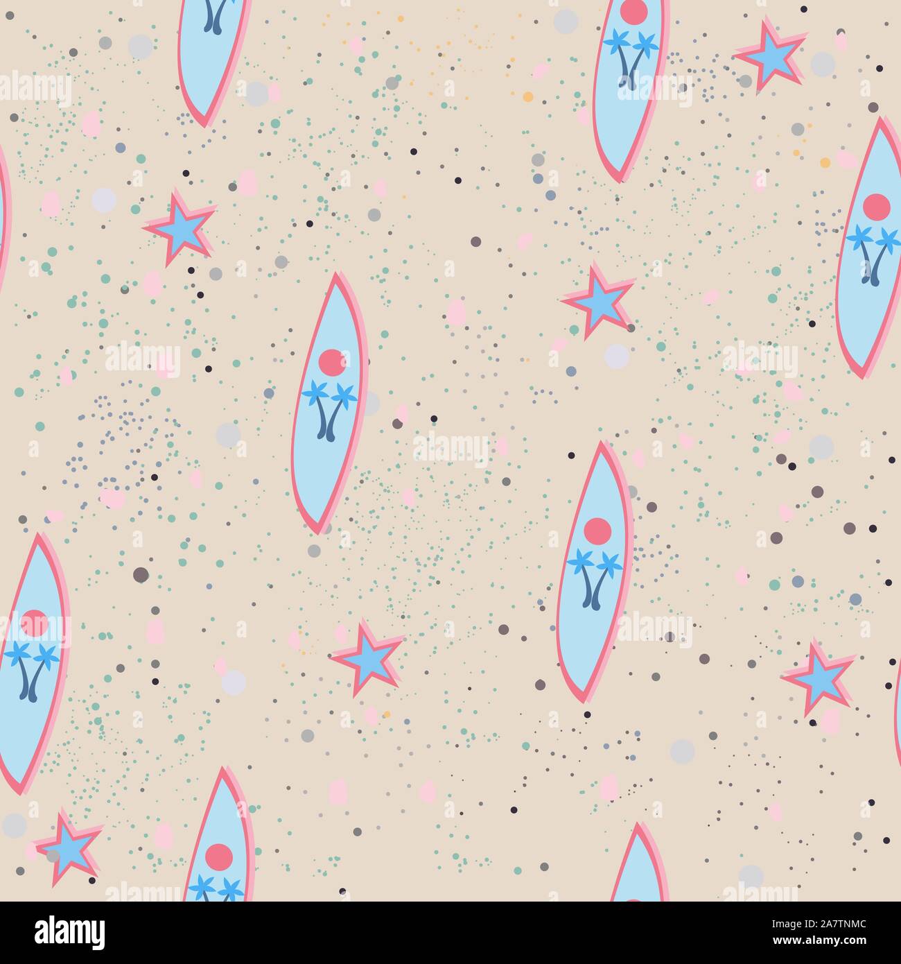 Seamless Pattern with surfing boards on sand. Vector Illustration Stock ...