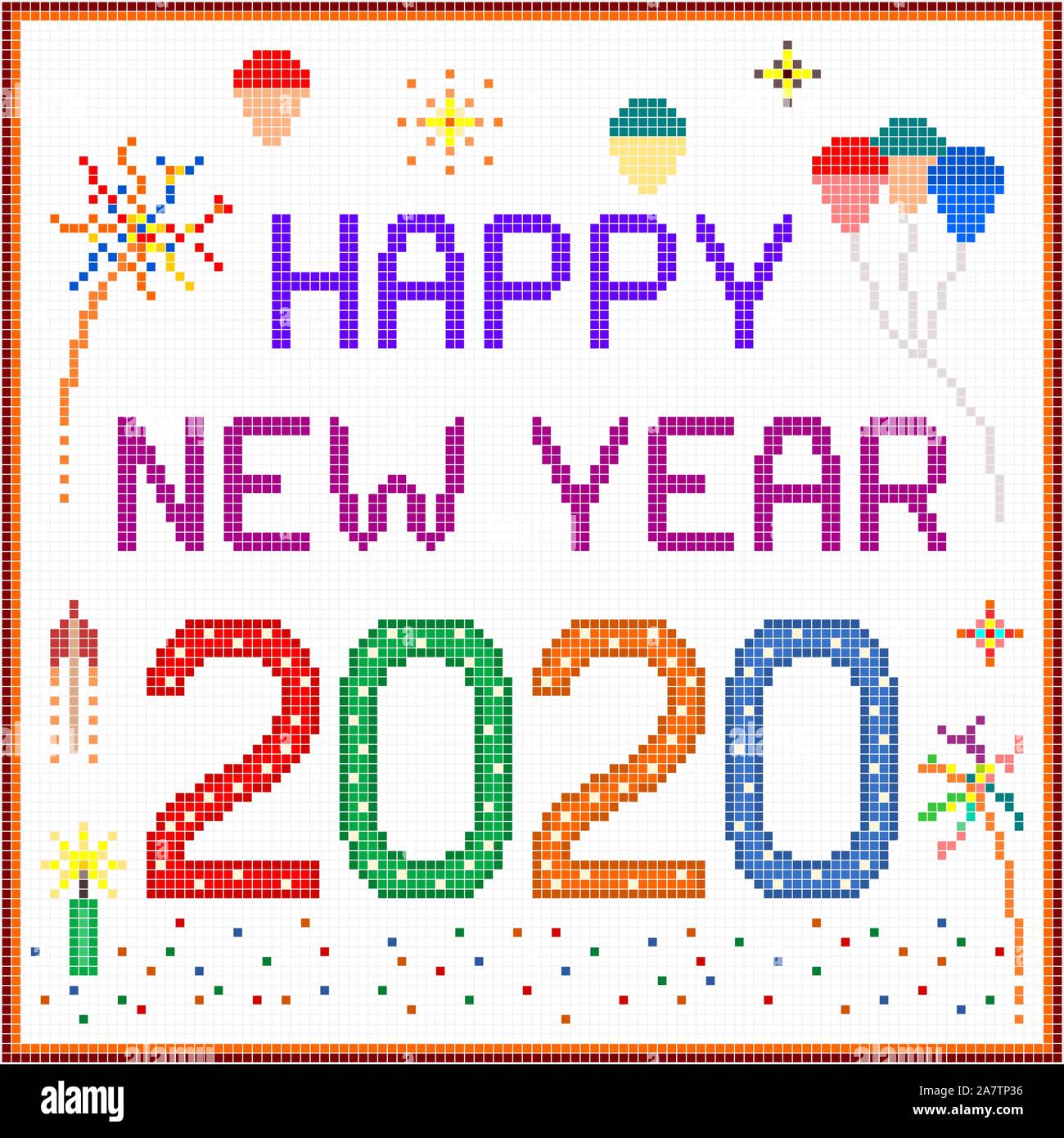 New year 2020 pixel message - 2020 New year message with balloons and ...