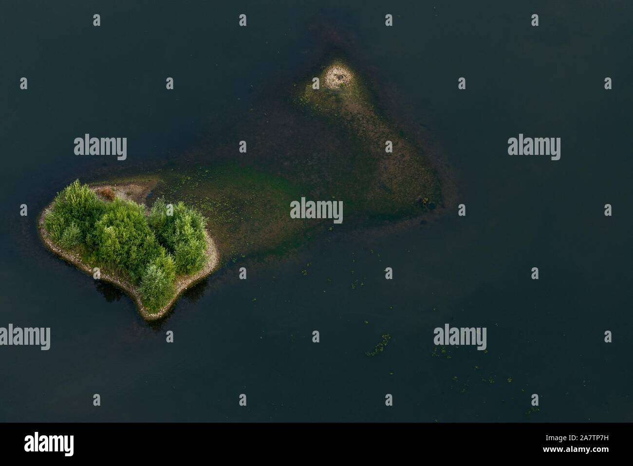 Two small islands on the lake on an aerial photograph Stock Photo - Alamy