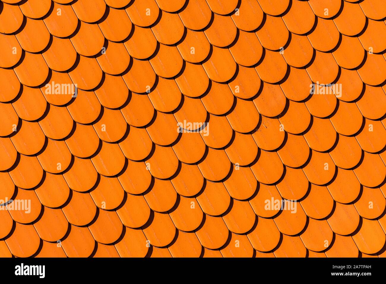 Orange concrete roof tiles - closeup aerial photo Stock Photo - Alamy