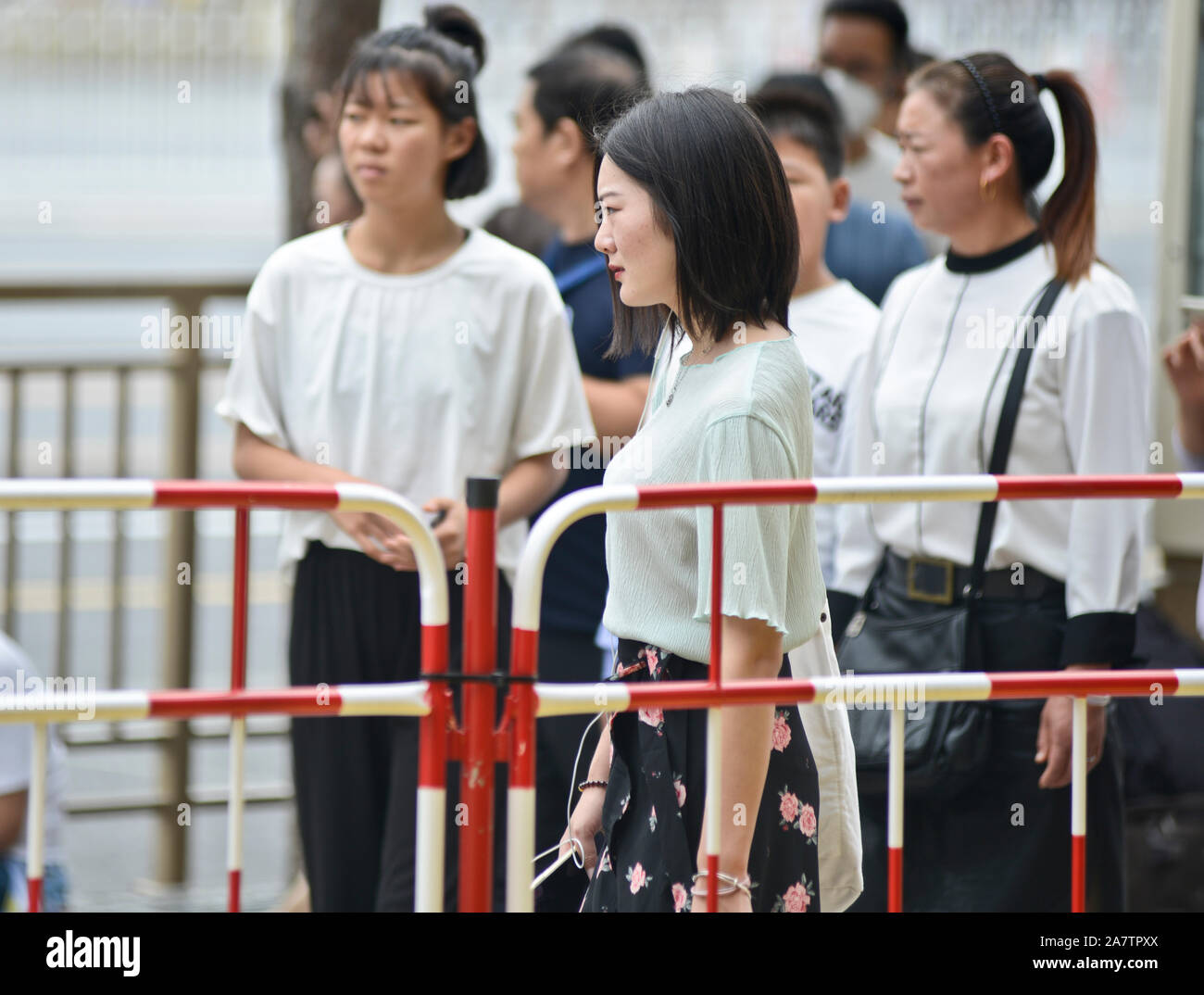 Queue for a security check point in Tiananmen Square, Beijing, China ...