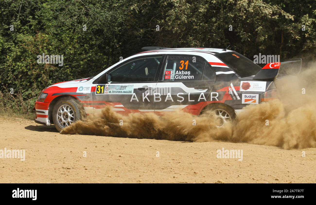 ISTANBUL, TURKEY - JULY 06, 2019: Erol Akbas drives Mitsubishi Lancer ...
