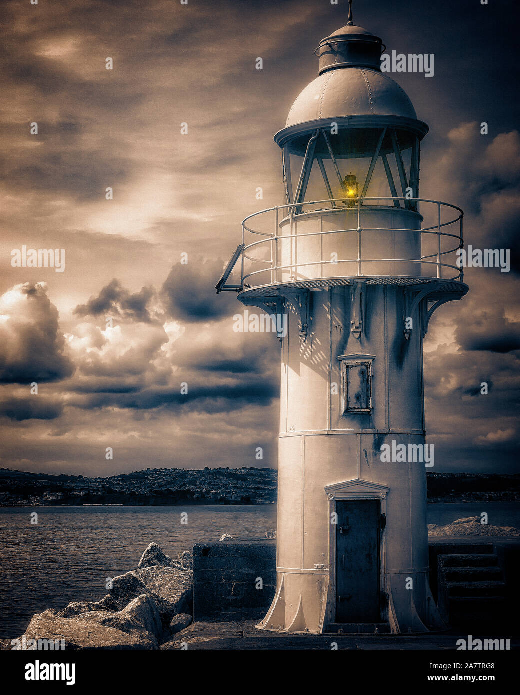 PHOTOGRAPHIC ART: The Breakwater Lighthouse at Brixham, Devon, United ...