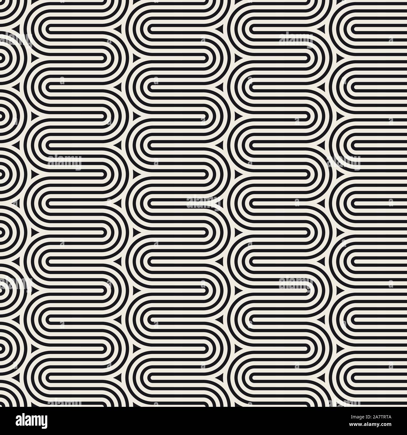 Vector seamless pattern. Concentric wavy lines. Geometric striped ...