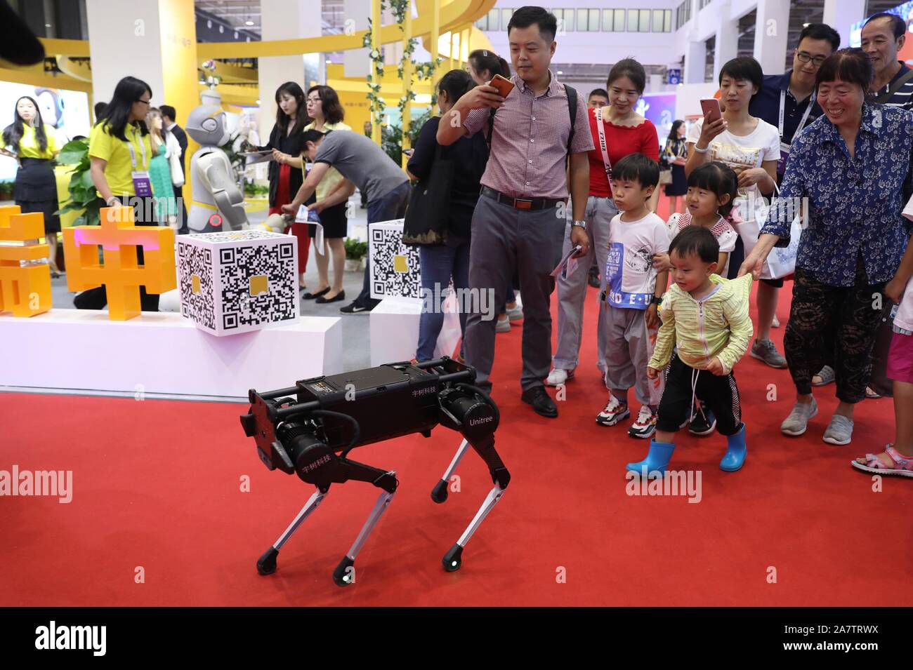 A four-legged robot dog called "Laikago" developed by Unitree is ...
