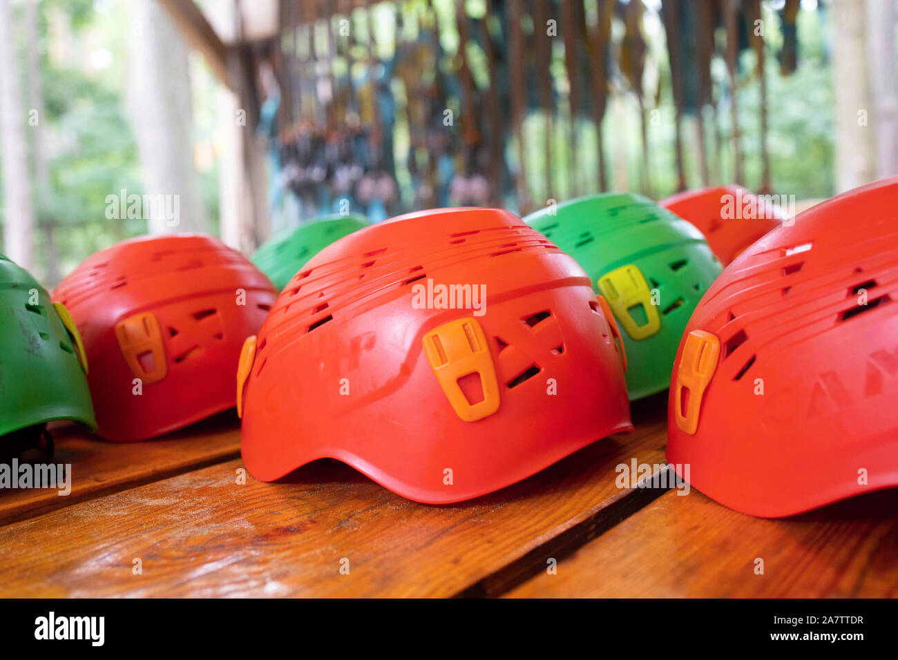 rope park, carabiner, security, helmet Stock Photo - Alamy