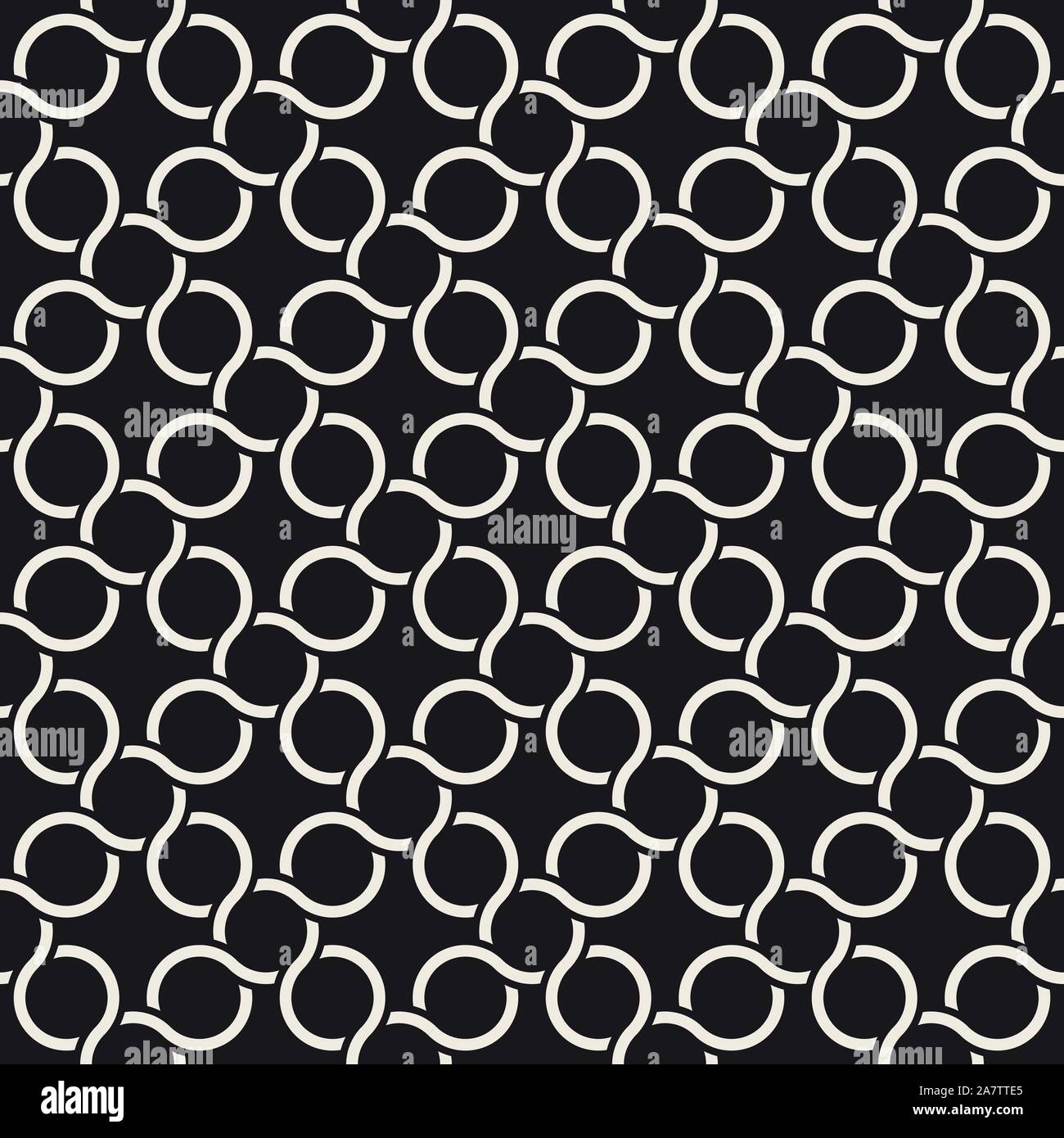 Vector seamless pattern. Monochrome wavy stripes background. Decorative geometric interlaced ...