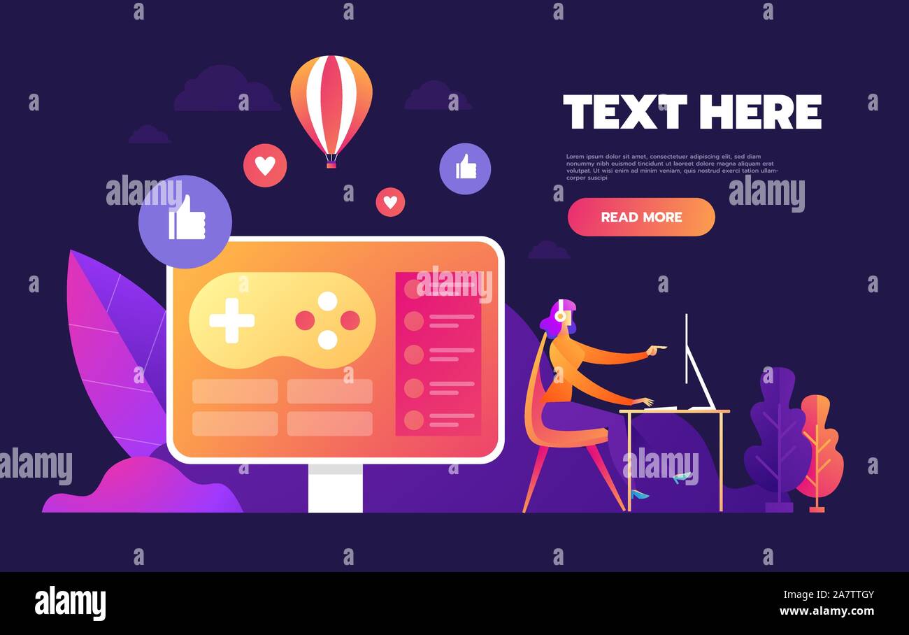 Video game screen and gamer person playing online console controller on ...