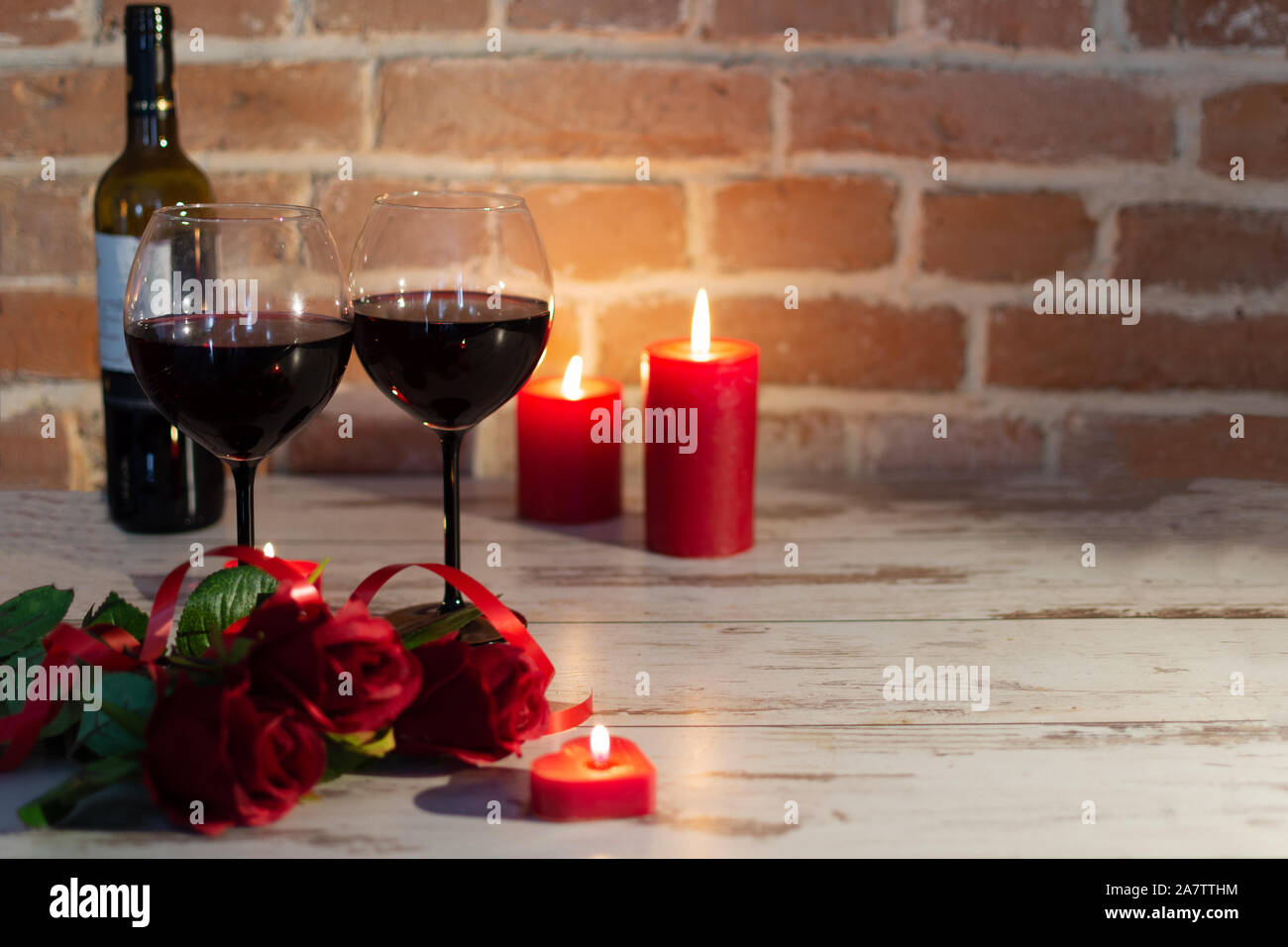 Romantic candles red rose hi-res stock photography and images - Alamy