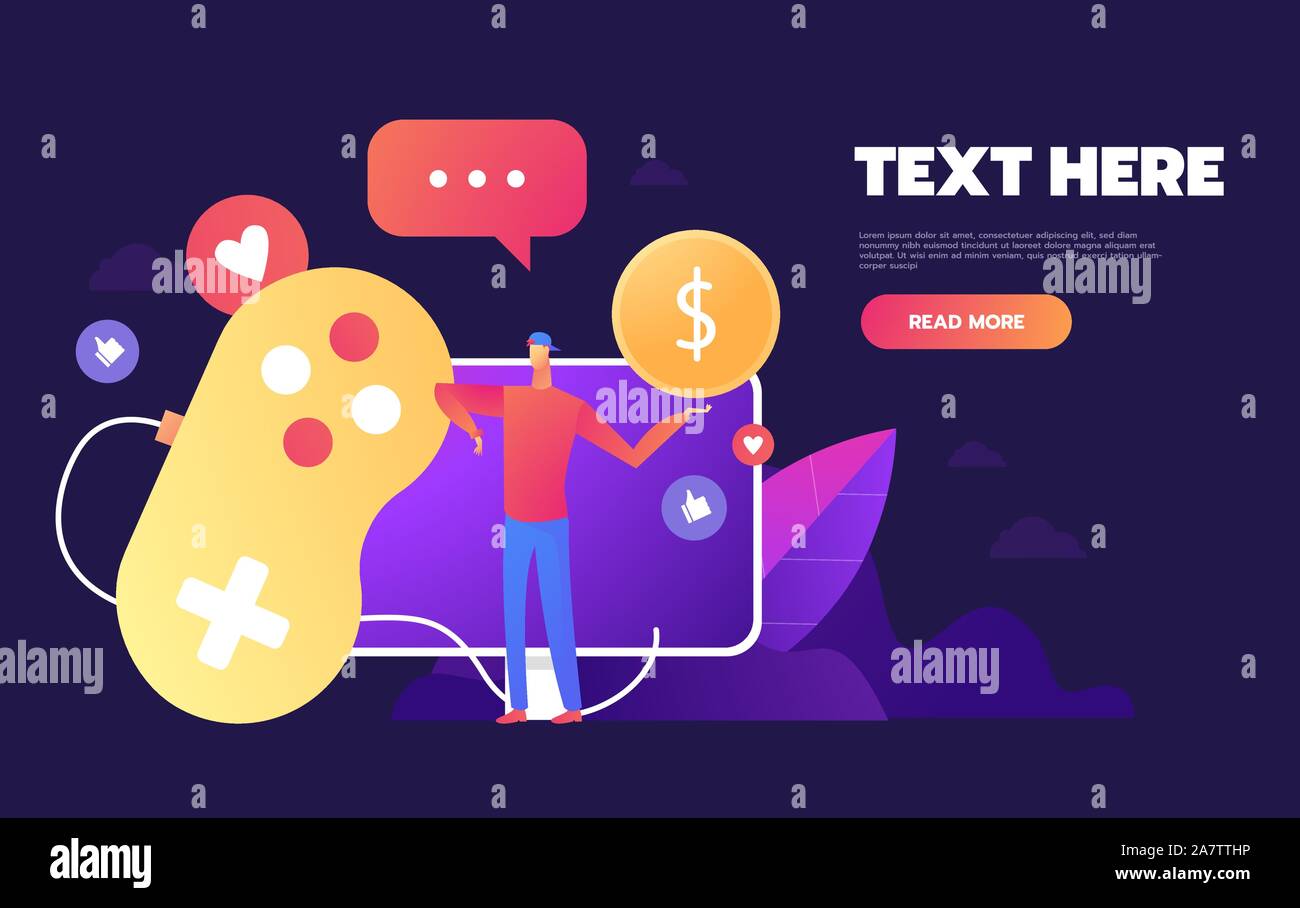 Video game screen and gamer person playing online console controller on ...