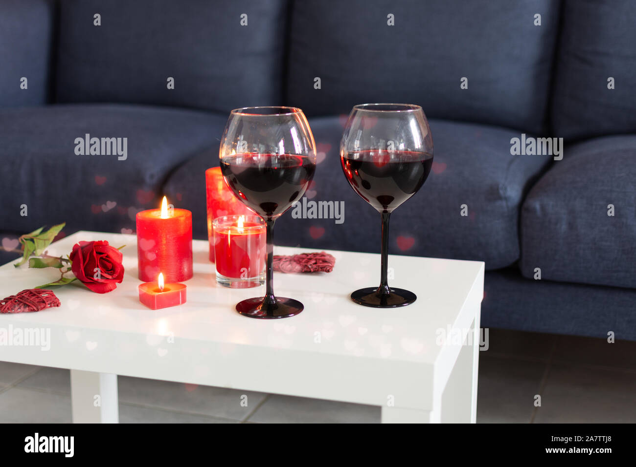 Romantic candles red rose hi-res stock photography and images - Alamy