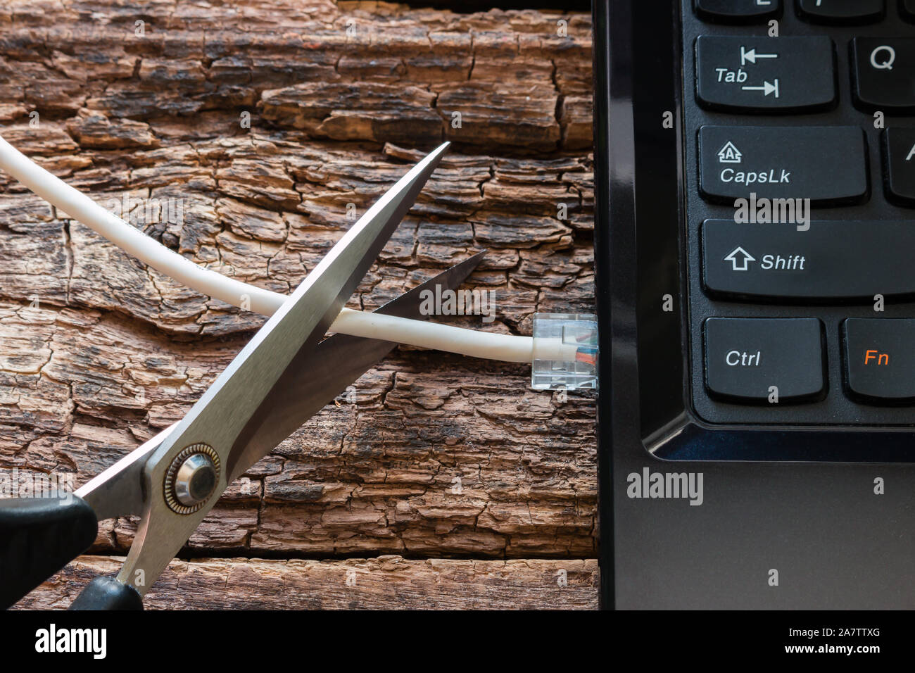 scissors and cable Internet connection Stock Photo - Alamy